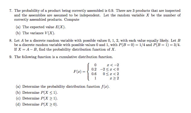 Solved 1 The Possible Values Of The Discrete Random 1012