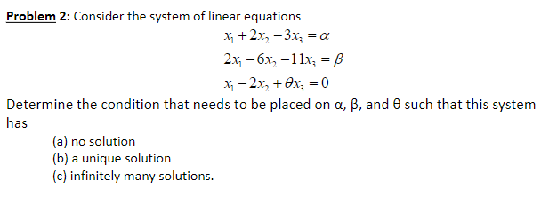 Solved Consider the system of linear equations x_1 + 2x_2 - | Chegg.com