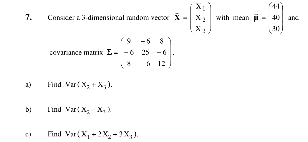 Consider a 3-dimensional random vector with mean | Chegg.com