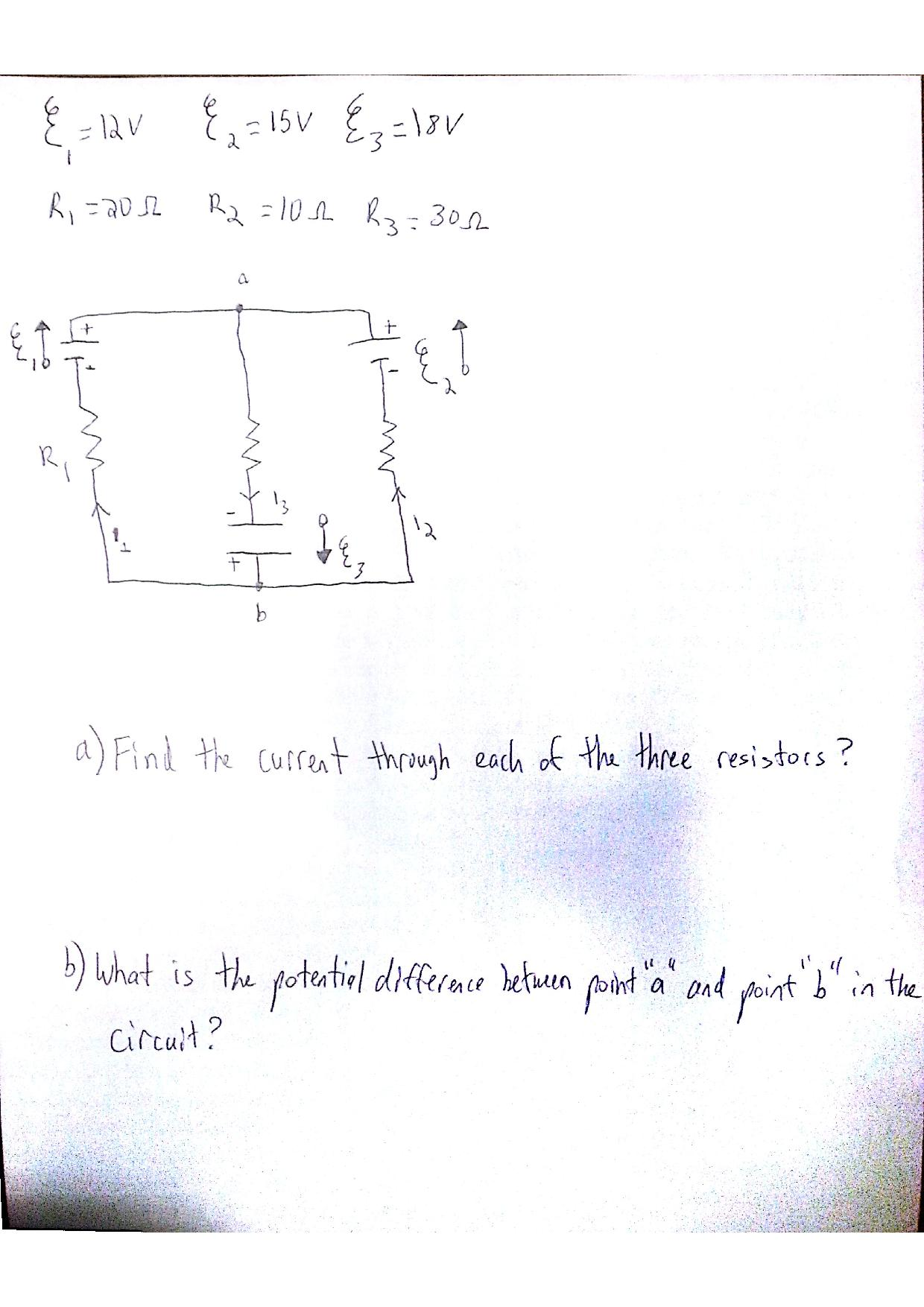 Solved find the current through each of the three | Chegg.com