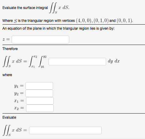 Solved Evaluate the surface integral double integral _x d | Chegg.com