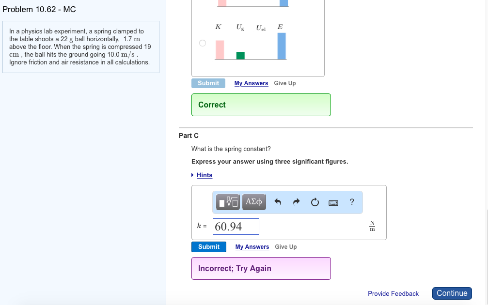 Solved Problem 10.62 MC In a physics lab experiment, a | Chegg.com