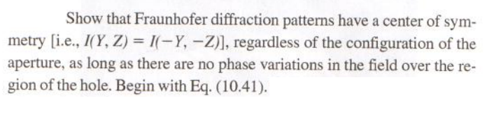 Solved Show that Fraunhofer diffraction patterns have a | Chegg.com