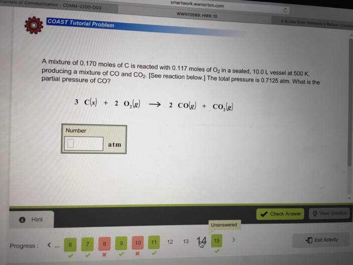 Solved A mixture of 0.170 moles of C is reacted with 0.117 | Chegg.com