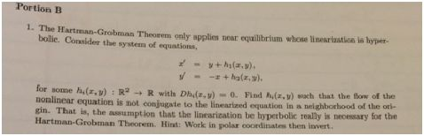 The Hartman-Grobman Theorem only applies near | Chegg.com