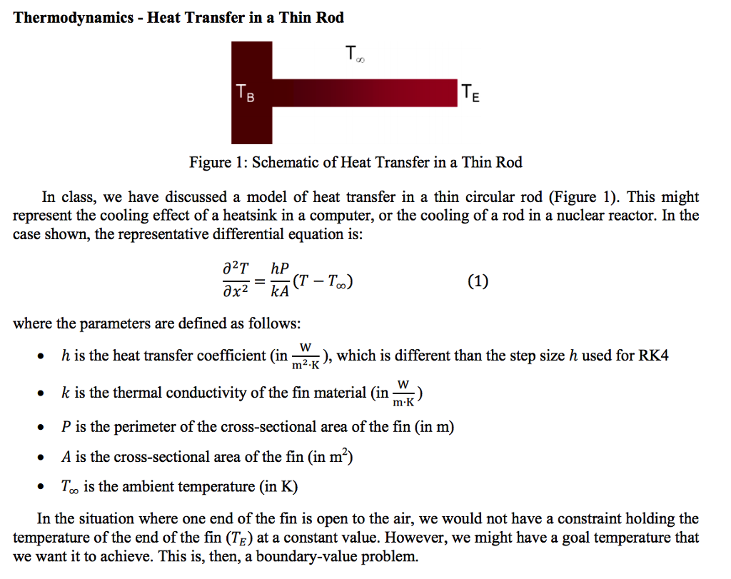 Thermodvnamics Heat Transfer in a Thin Rod Figure 1: | Chegg.com