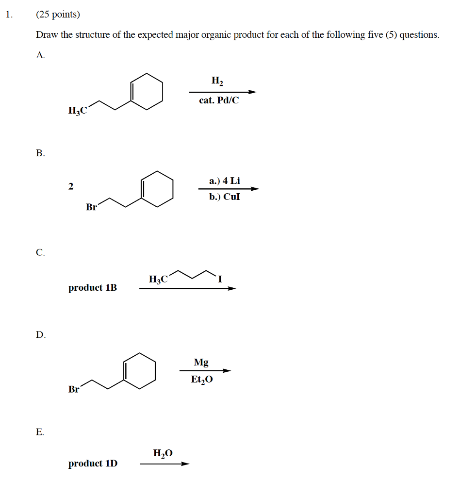 Solved Draw The Structure Of The Expected Major Organic