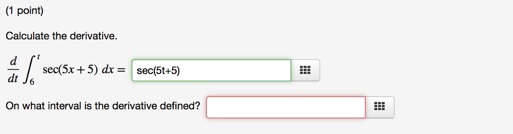 Solved (1 point Calculate the derivative. sec(5x +5) | Chegg.com