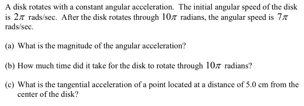 Solved A Disk Rotates With A Constant Angular Acceleration