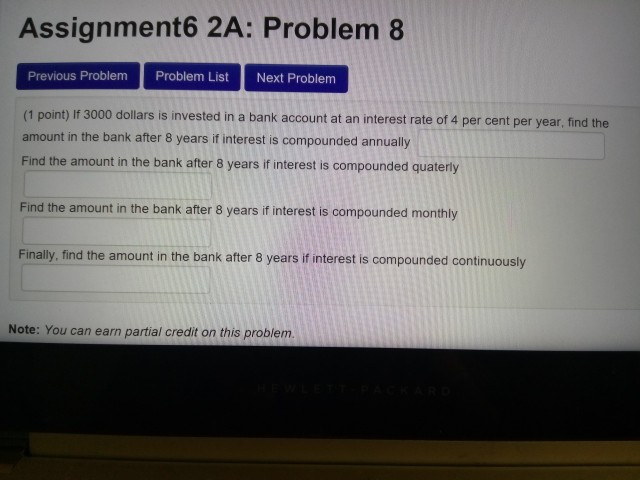 Solved Assignment6 2a Problem 8 Previous Problem Problem 5291
