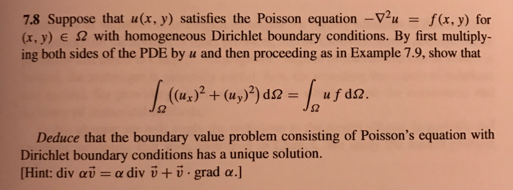 Solved 7.8 suppose that u(x, y) satisfies the Poisson | Chegg.com
