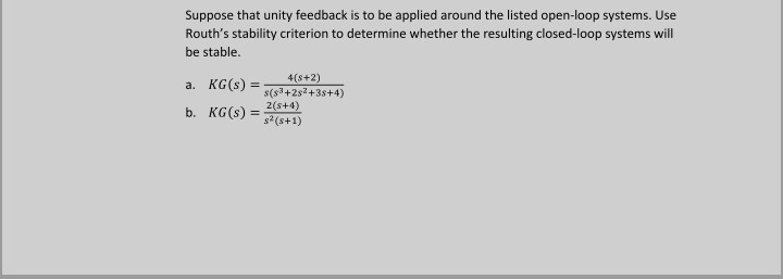 Solved Suppose that unity feedback is to be applied around | Chegg.com