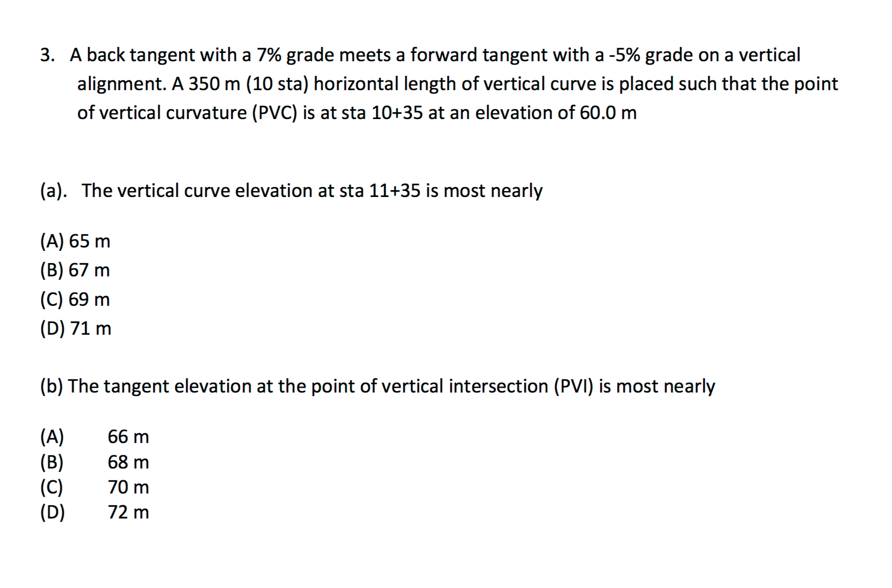 Solved A back tangent with a 7% grade meets a forward | Chegg.com
