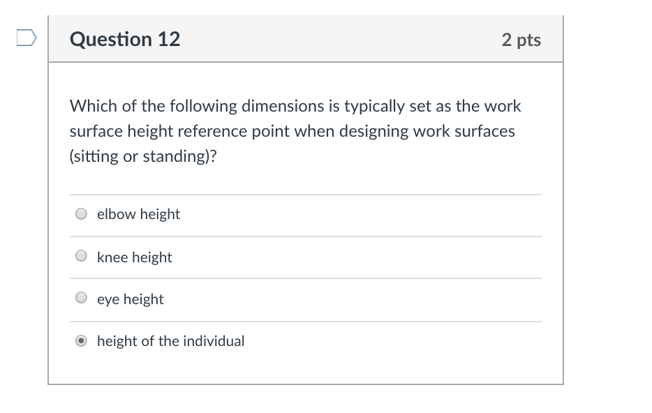 Solved Question 12 2 pts Which of the following dimensions | Chegg.com Solved Question 12 2 pts Which of the following dimensions | Chegg.com