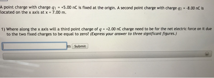 Solved A point charge with charge q_1 = +5.00 nC is fixed at | Chegg.com