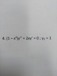 Solved (1 - x^2)y" + 2xy' = 0; y_1 = 1 | Chegg.com