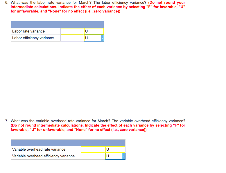 Solved 6. What was the labor rate variance for March? The | Chegg.com