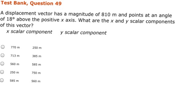 Solved: A Displacement Vector Has A Magnitude Of 810 M And... | Chegg.com