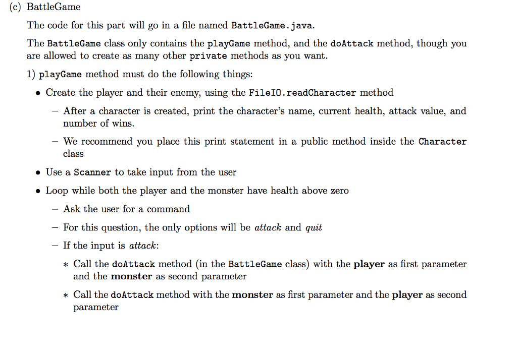 Solved Question 1: Battle Game (50 points) For this | Chegg.com