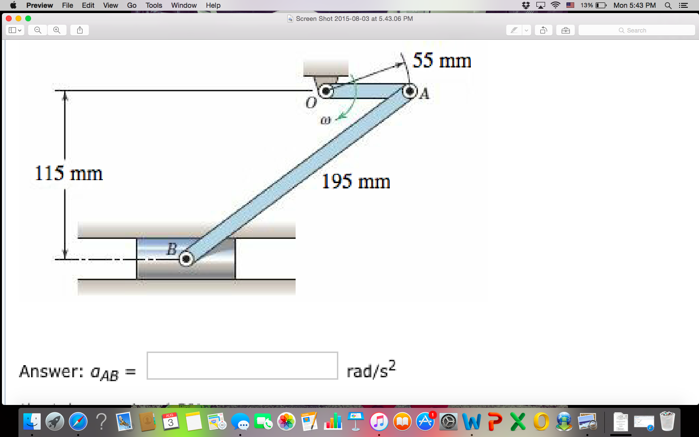 Solved For a short interval of motion, link OA has a | Chegg.com