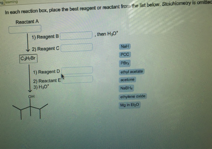 Solved In each reaction box, place the best reagent or | Chegg.com