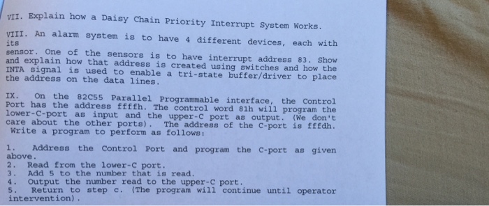 Solved Explain how a Daisy Chain Priority Interrupt System | Chegg.com