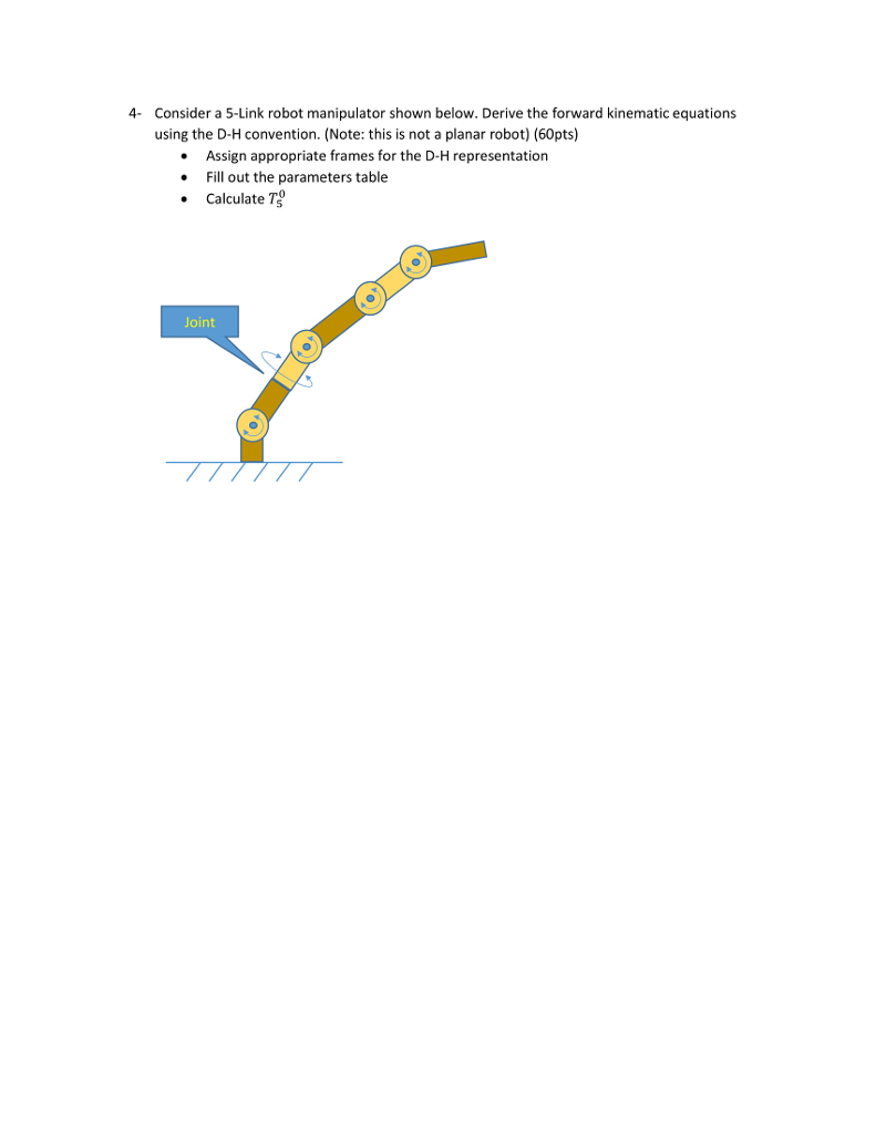 Solved 4- Consider a 5-Link robot manipulator shown below. | Chegg.com