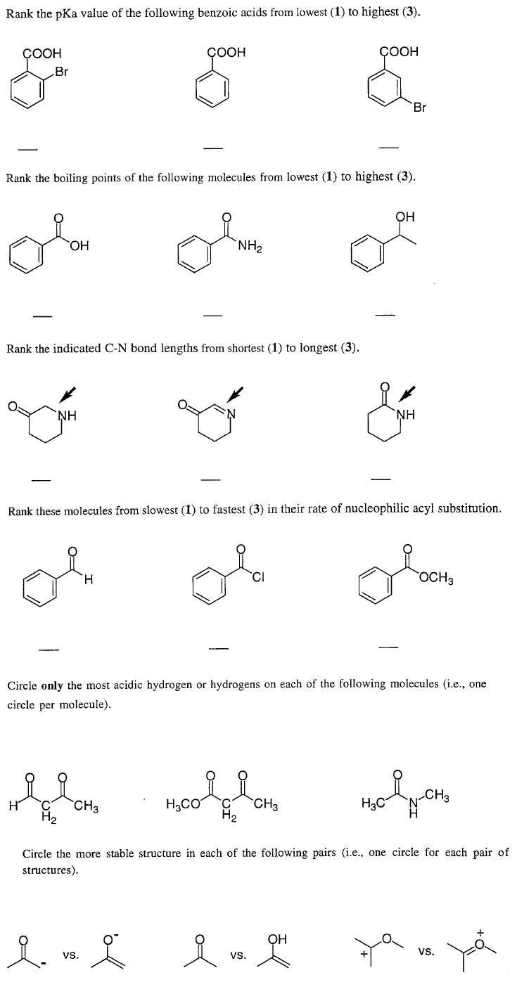 Rank the pKa value of the following benzoic acids | Chegg.com