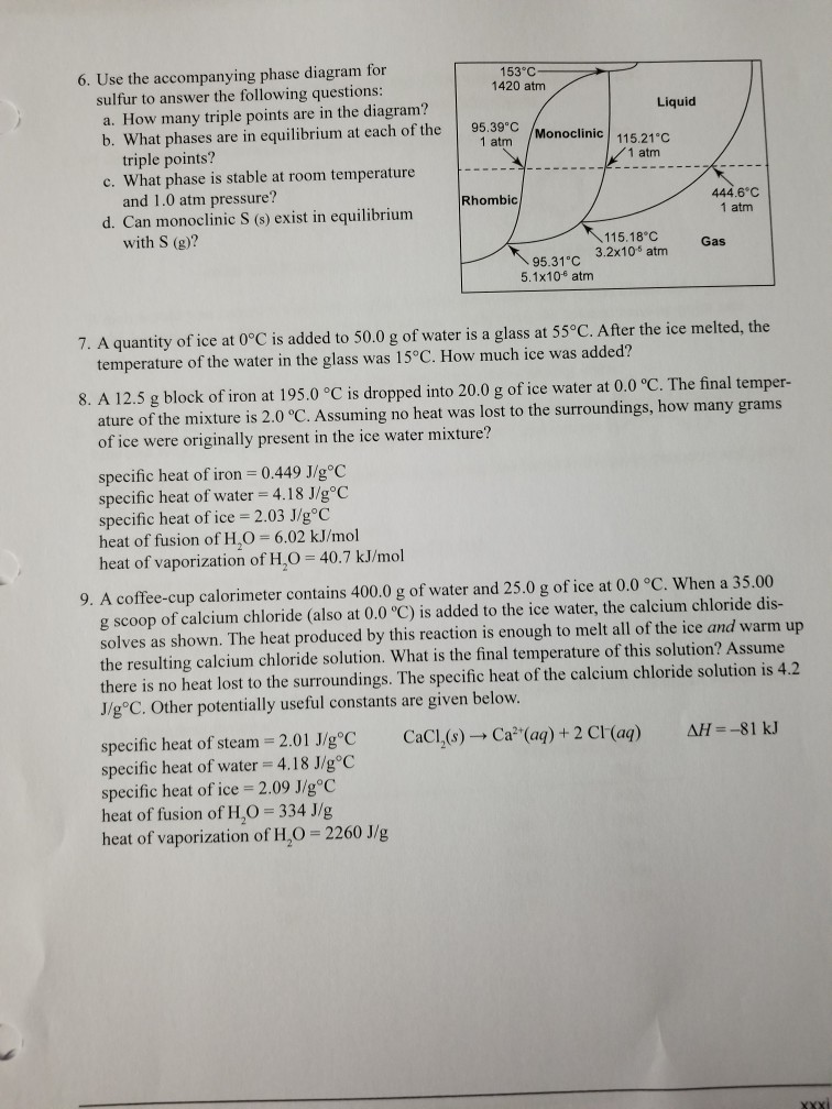 Solved 6. Use the accompanying phase diagram for 153°C 1420 | Chegg.com