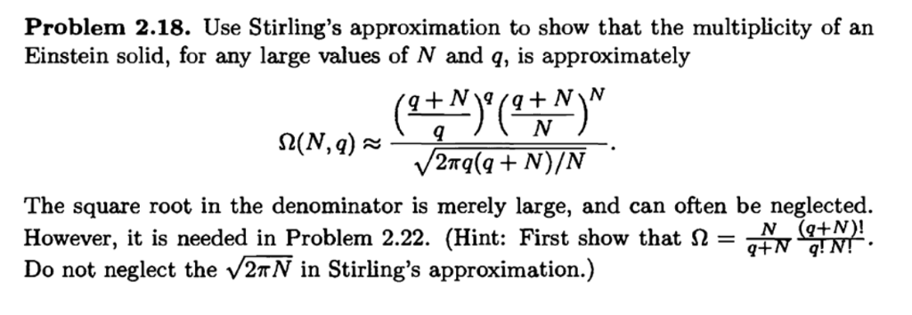 Solved Problem 2.18. Use Stirling's approximation to show | Chegg.com