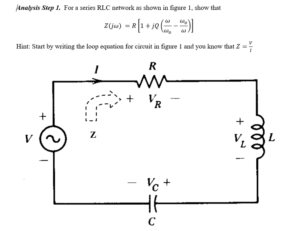 Solved For a series RLC network as shown in figure 1, show | Chegg.com