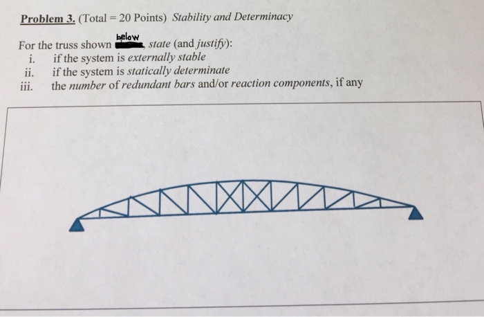 Solved Stability and Determinacy For the truss shown below | Chegg.com