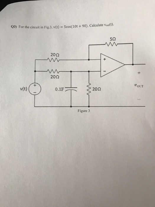Solved For the circuit in Fig.3. v(t) = 5 cos(10t + 90). | Chegg.com