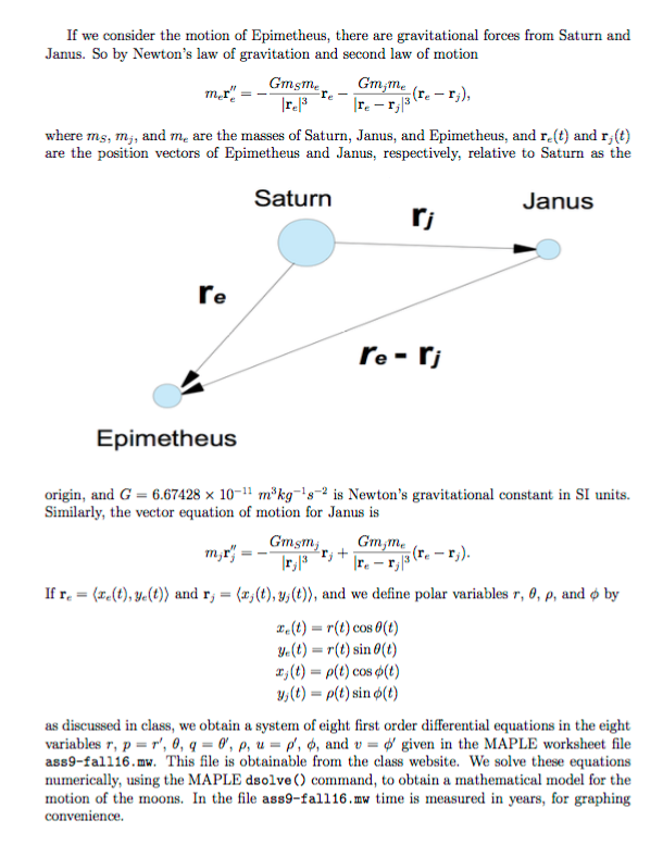 motion of Janus and Epimetheus implications, | Chegg.com