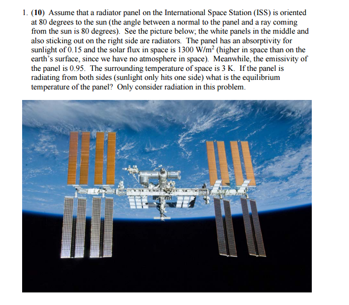 Solved Assume that a radiator panel on the International | Chegg.com