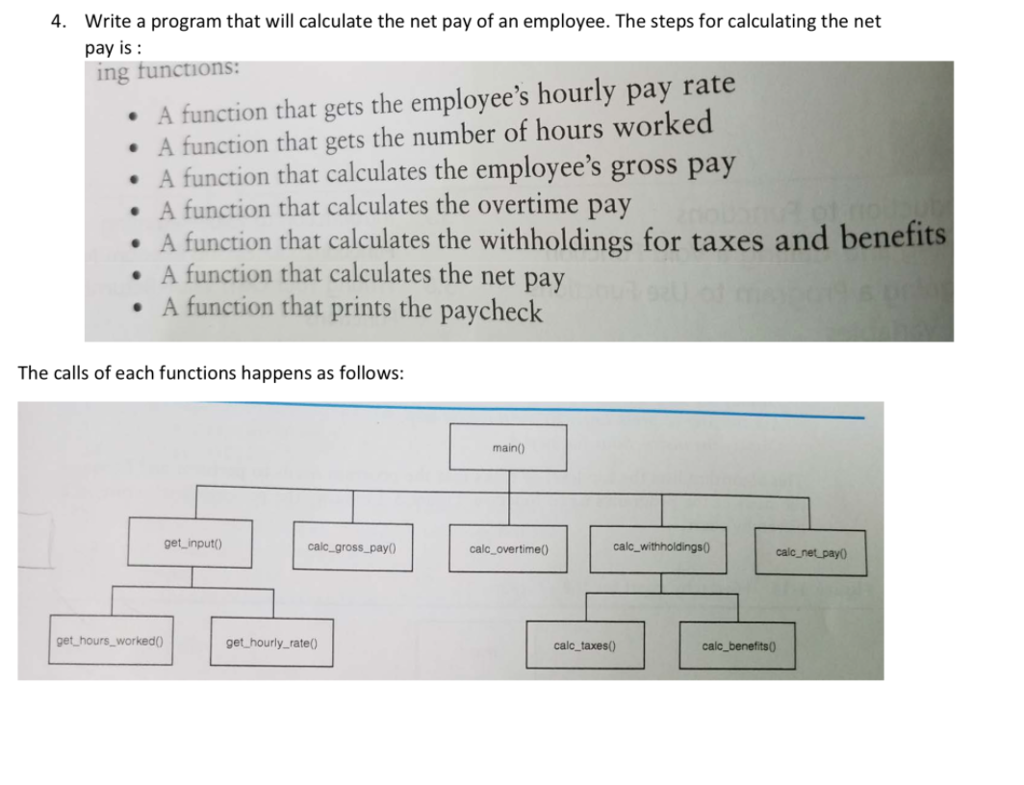 Solved Write a program that will calculate the net pay of an | Chegg.com