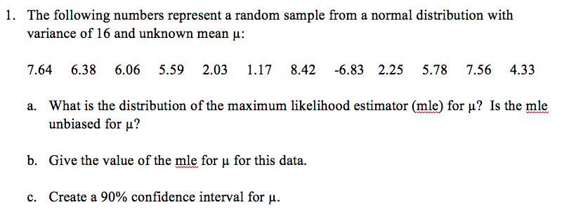 Solved The following numbers represent a random sample from | Chegg.com