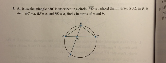 Solved An isosceles triangle ABC is inscribed in a circle. | Chegg.com