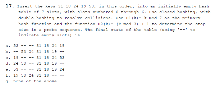 Solved 17 Insert The Keys 31 18 24 19 53 In This Order