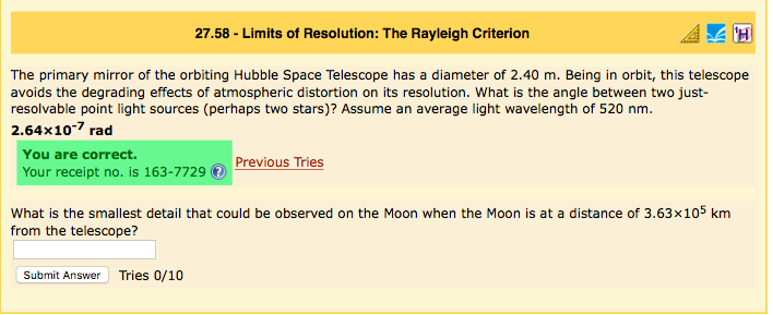 Solved 27.58- Limits of Resolution: The Rayleigh Criterion | Chegg.com