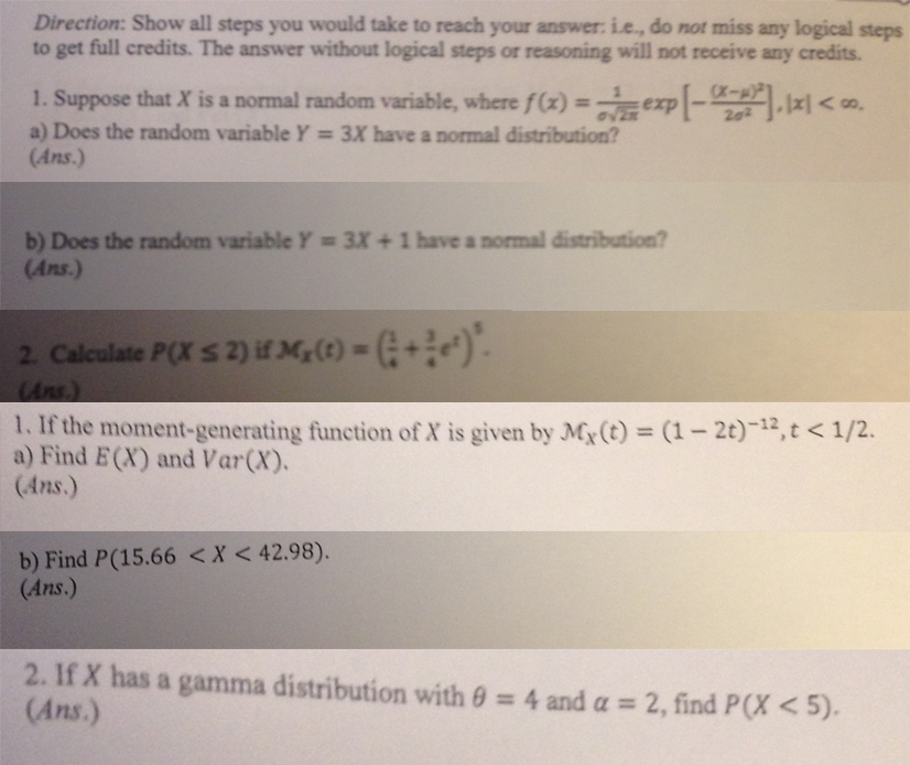 Direction: Show all steps you would take to reach | Chegg.com