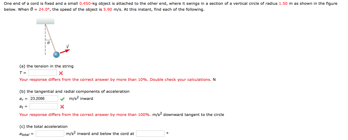 Solved One end of a cord is fixed and a small 0.450-kg | Chegg.com