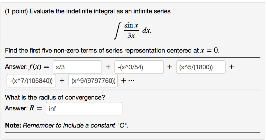 Solved Evaluate the indefinite integral as an infinite | Chegg.com
