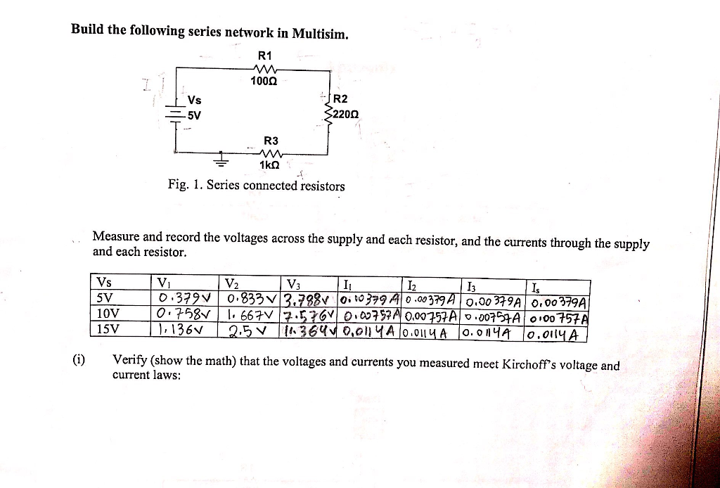 Solved Build the following series network in Multisim. R1 | Chegg.com