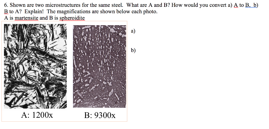 Solved 6. Shown are two microstructures for the same steel. | Chegg.com