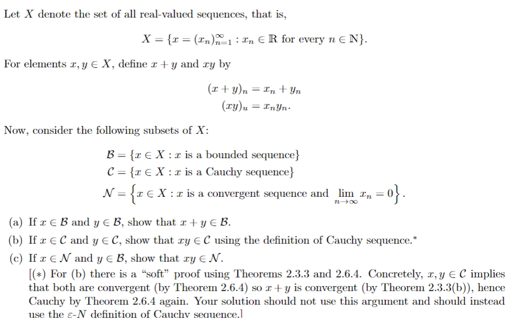 Solved Let X denote the set of all real-valued sequences, | Chegg.com