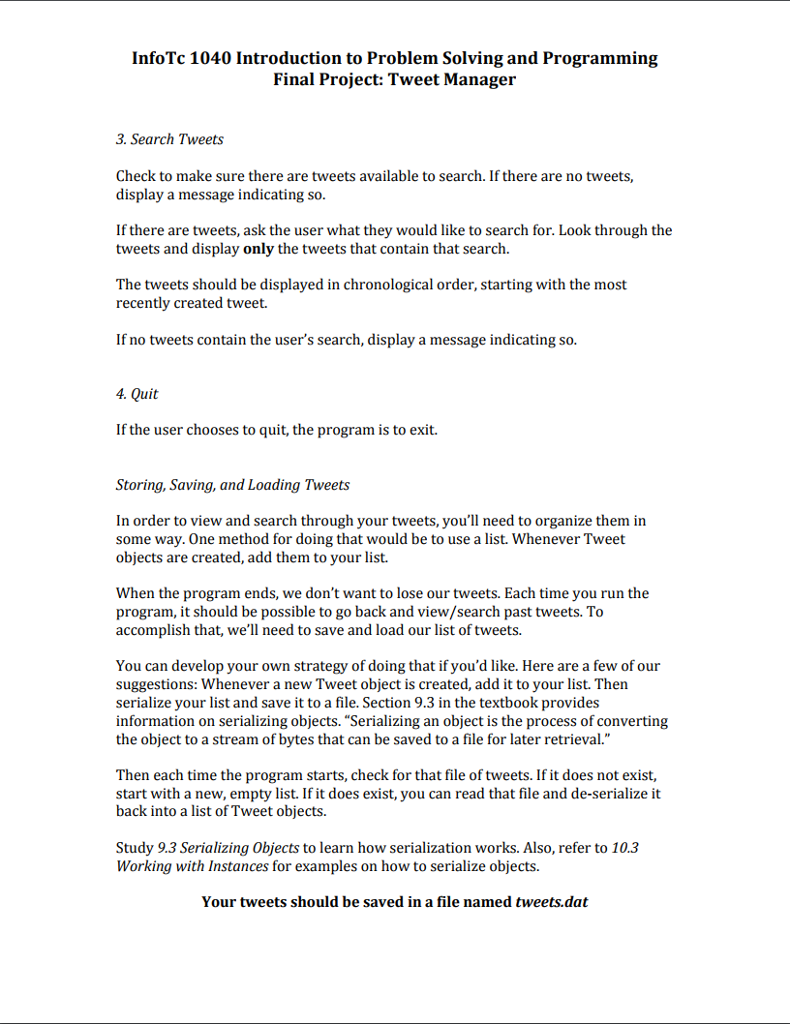 Solved InfoTc 1040 Introduction to Problem Solving and | Chegg.com