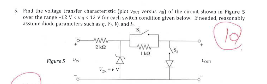 Solved 5. Find the voltage transfer characteristic (plot | Chegg.com
