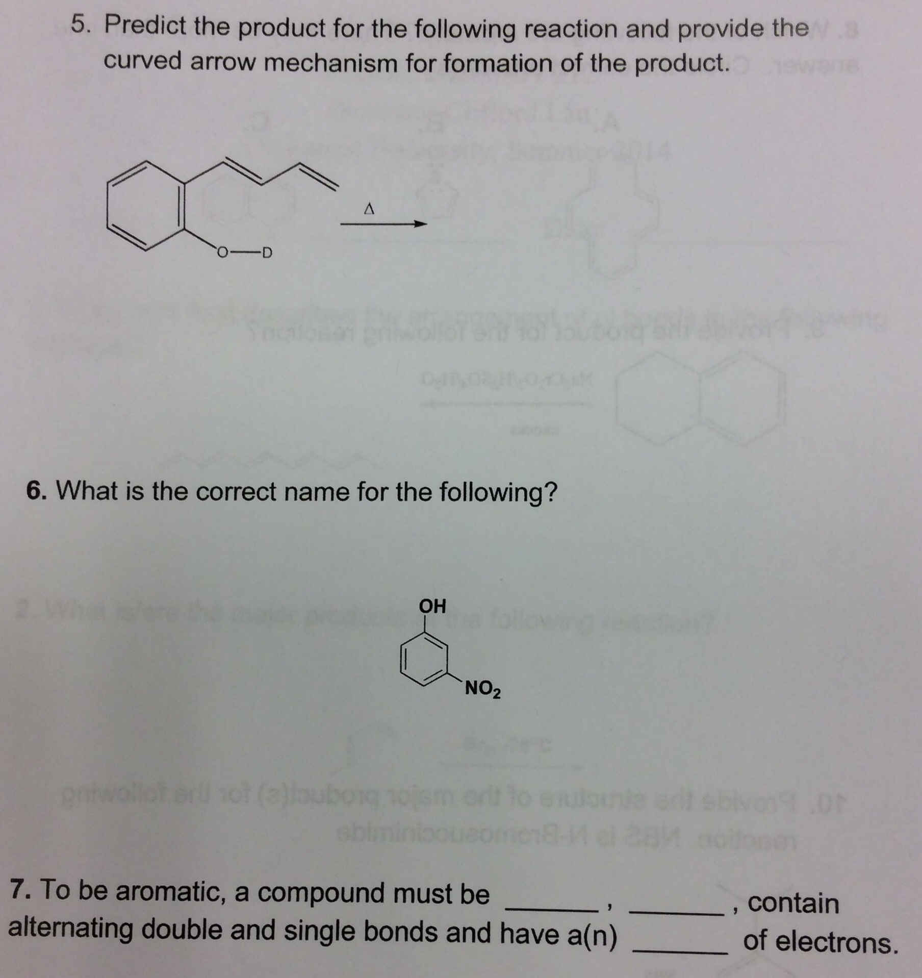 Solved 5. Predict the product for the following reaction and | Chegg.com