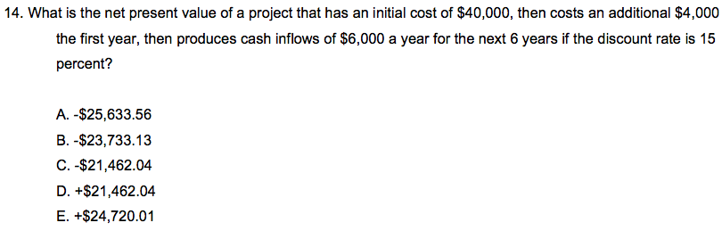 Solved What is the net present value of a project that has | Chegg.com